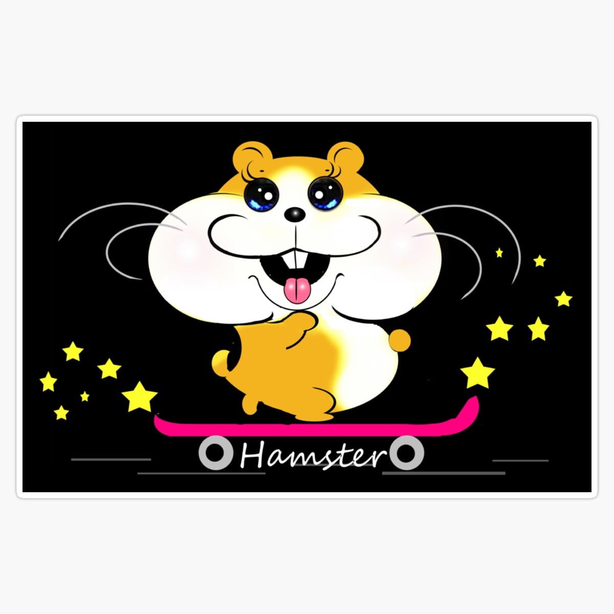 Maneki Cute Hamster Playing Skateboard Er, Phone Decal Water Bottle ...