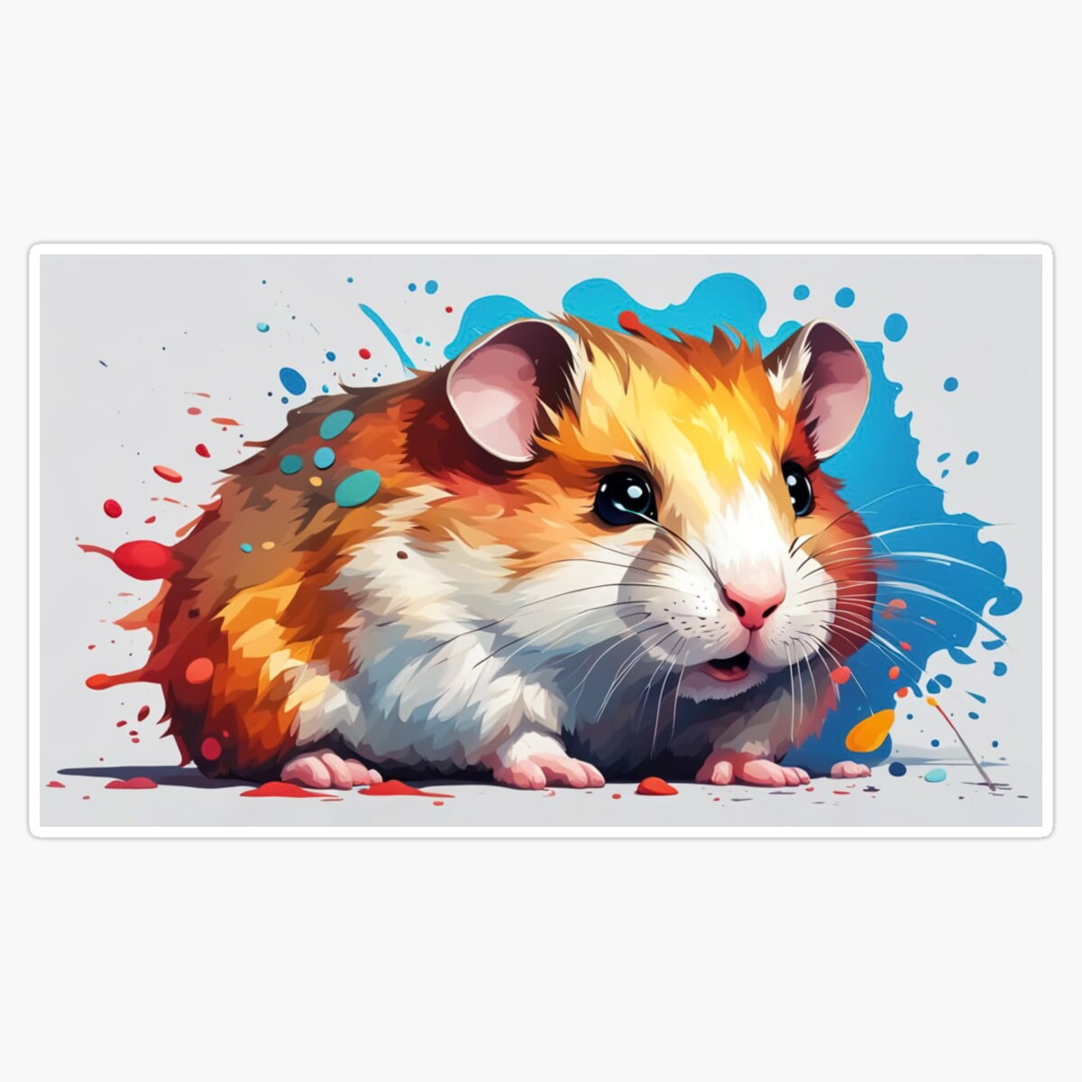 Maneki Cute Hamster Water Color Art Er, Phone Decal Water Bottle ...