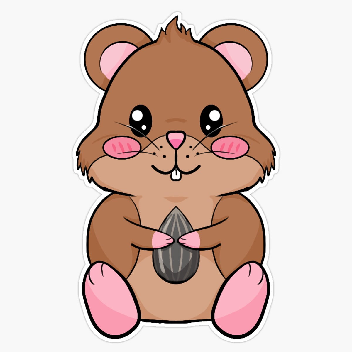 Maneki Cute Hamster With Seed Er, Phone Decal Water Bottle Stickers Car ...