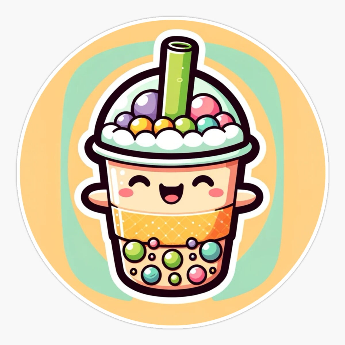 Maneki Cute Happy Boba Tea Er, Phone Decal Water Bottle Stickers Car ...