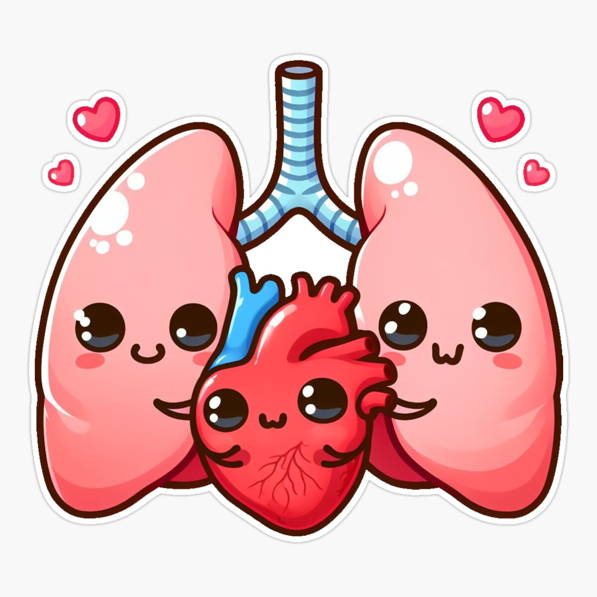 Maneki Cute Heart Hugging Lungs Er, Phone Decal Water Bottle Stickers ...