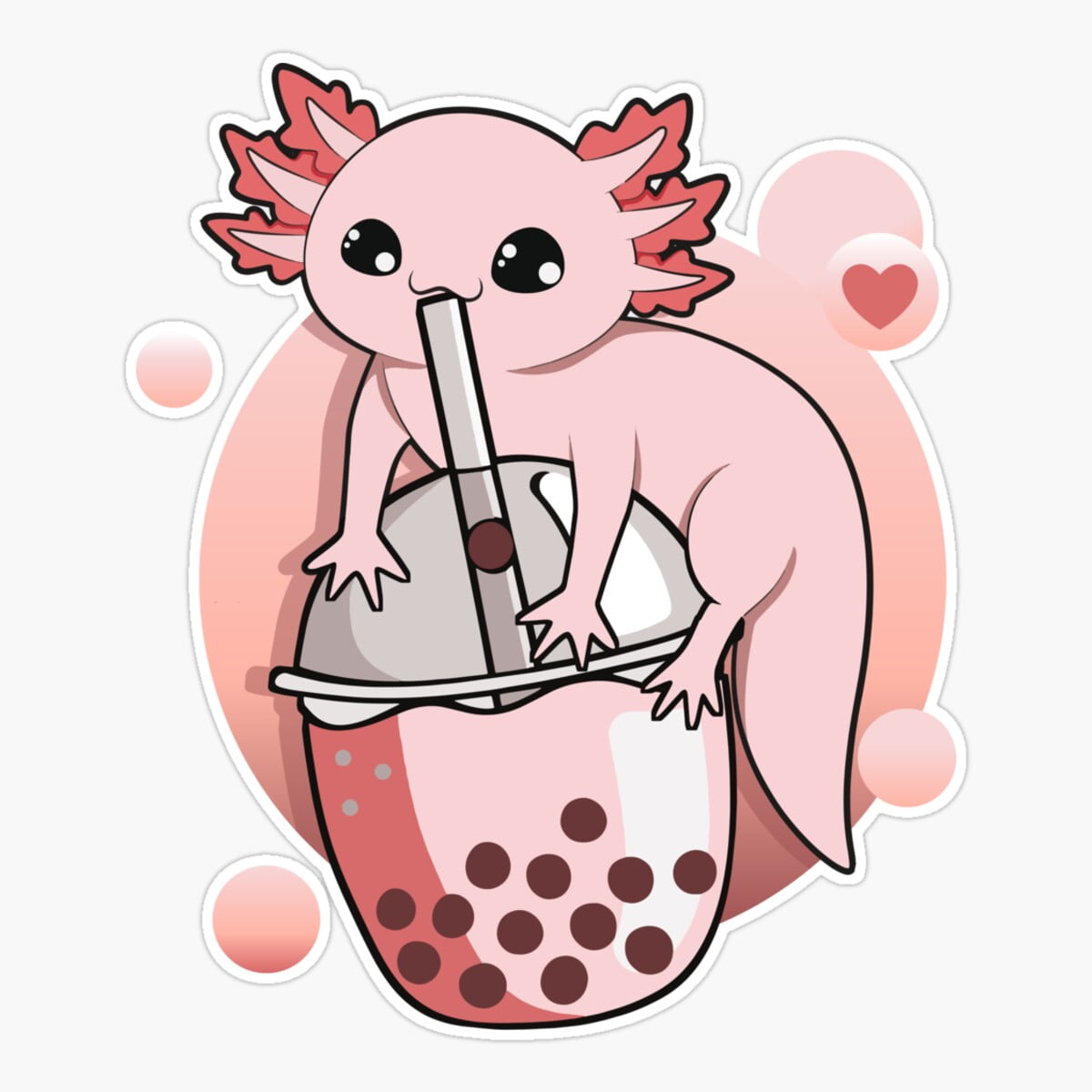 Maneki Cute Kawaii Axolotls Lover With Boba Tea Bubble Tea Axolotl Er ...