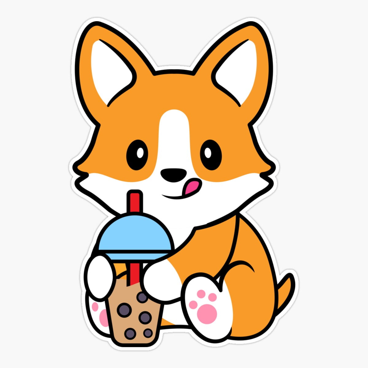 Maneki Cute Kawaii Corgi Bubble Tea Er, Phone Decal Water Bottle Stickers Car Decals, Funny ...