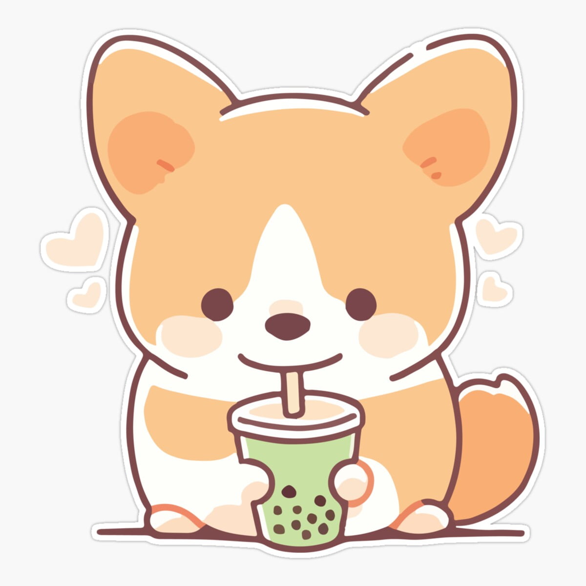 Maneki Cute Kawaii Corgi Milk Tea - Boba Tea Japanese - Corgi Dog ...