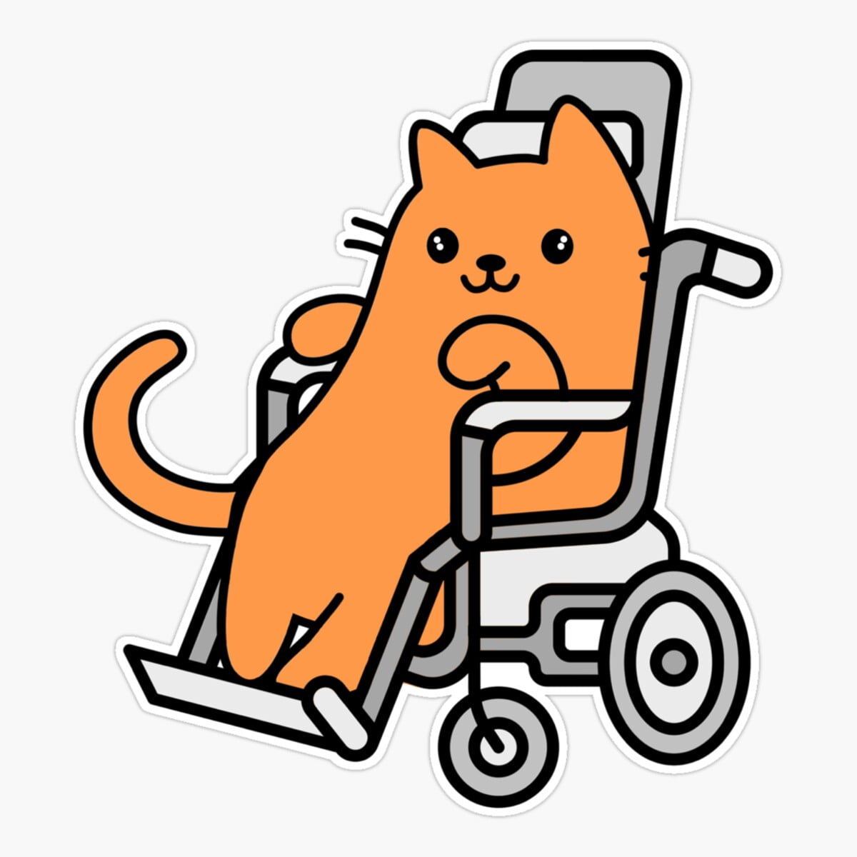 Maneki Cute/Kawaii Disabled Orange Cat In A Wheelchair For Disability ...