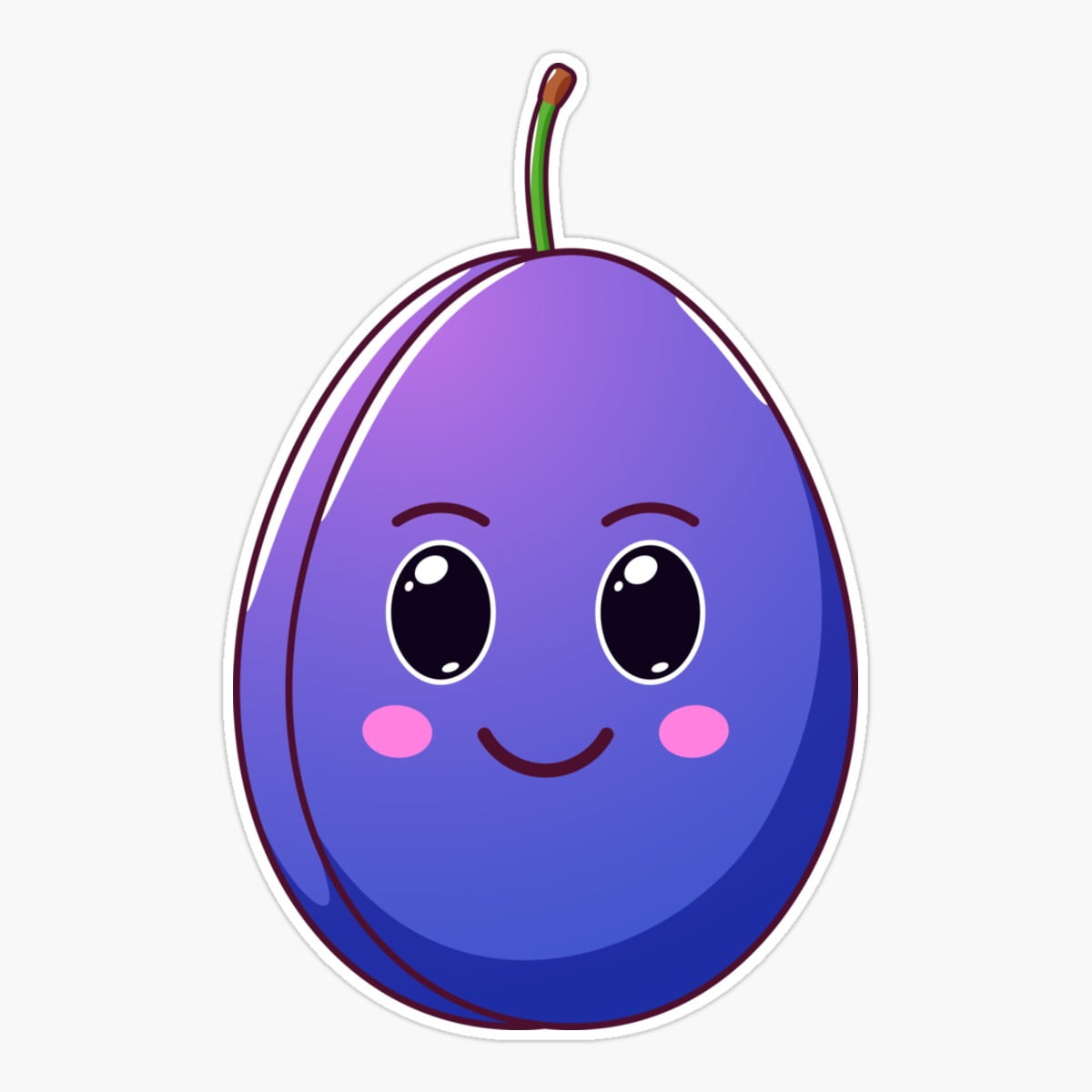 Maneki Cute Kawaii Plum, Cartoon Ripe Fruit Er, Phone Decal Water ...