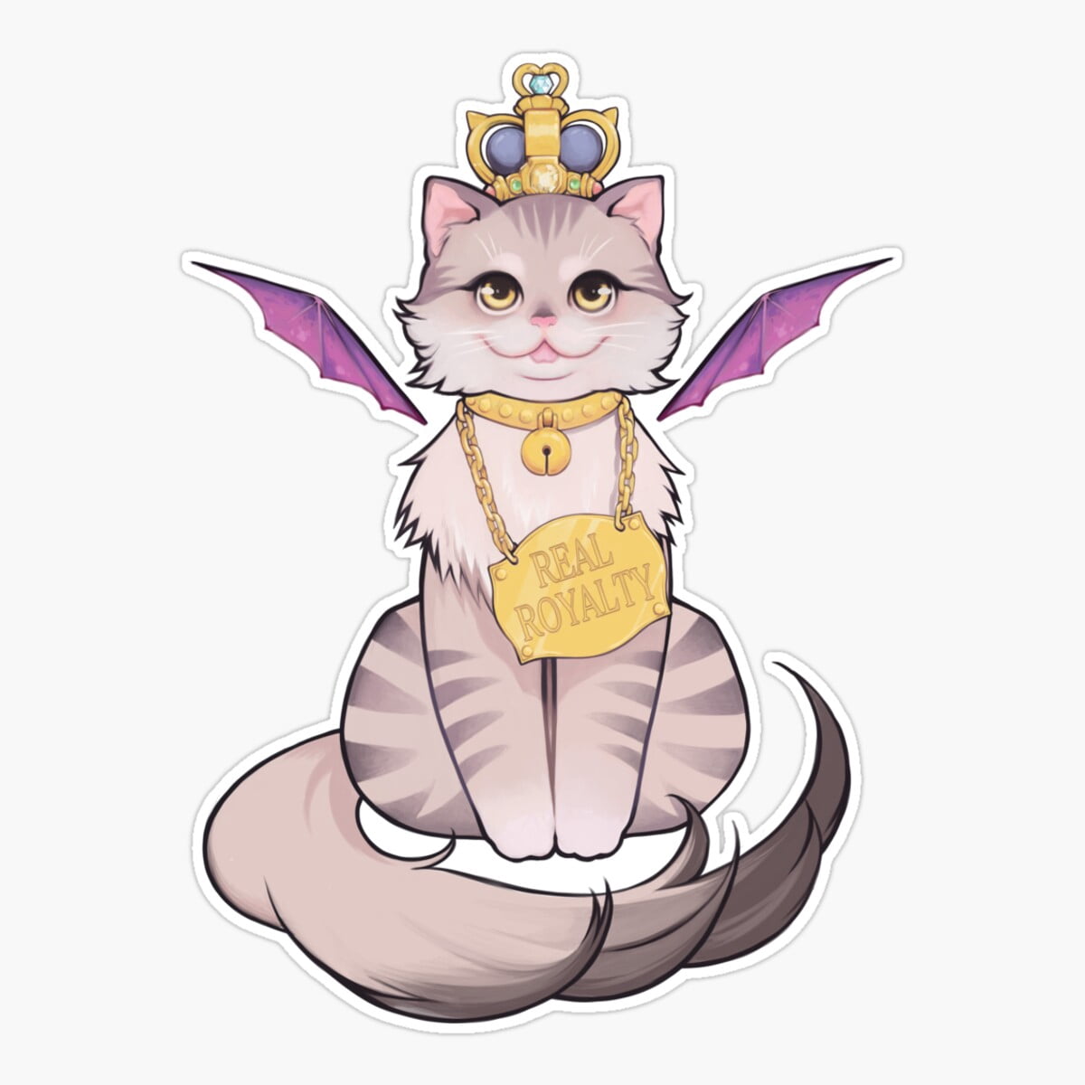 Maneki Cute Kitty Cat Royalty Sticker, Phone Decal Water Bottle ...