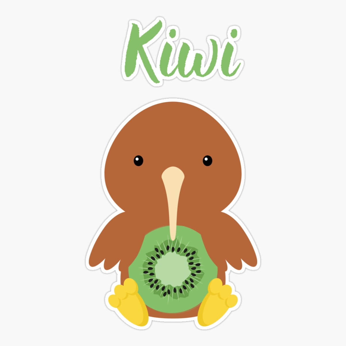 Maneki Cute Kiwi Bird With Kiwi Fruit Er, Phone Decal Water Bottle ...