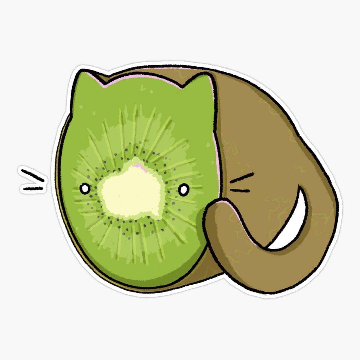 Maneki Cute Kiwi Cat Sticker, Phone Decal Water Bottle Stickers Car ...