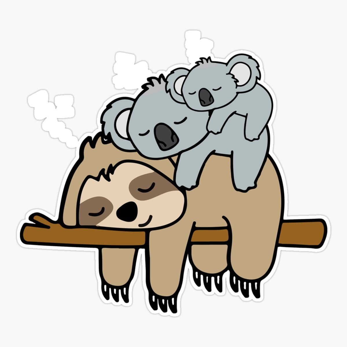 Maneki Cute Lazy Sloth With Baby Koala Mama Bear Sleeping Napping Gift ...