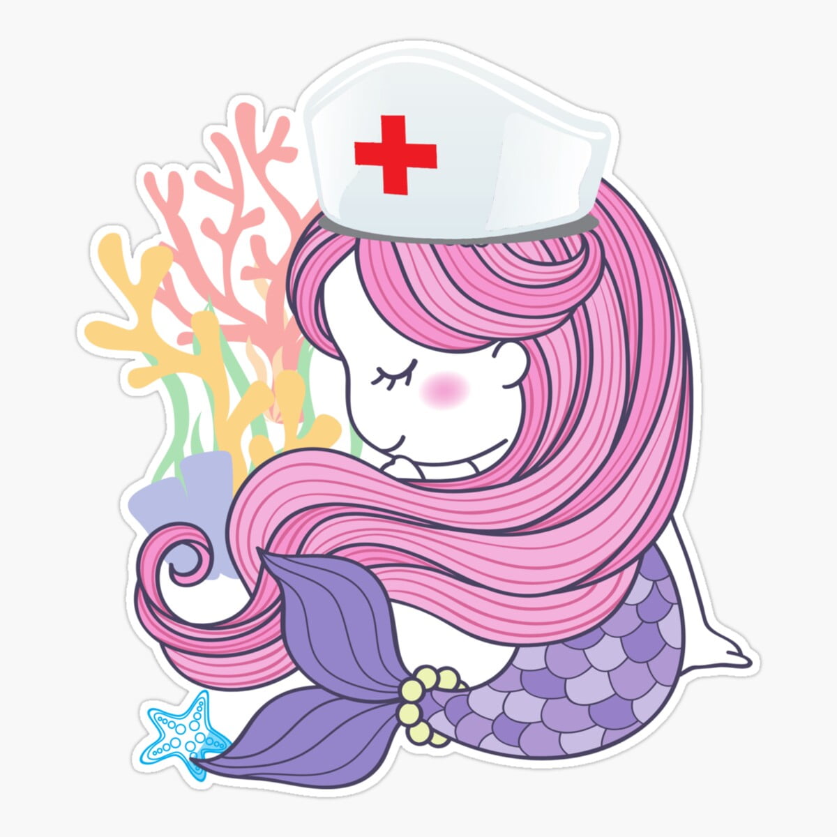 Maneki Cute Mermaid Nurse Er, Phone Decal Water Bottle Stickers Car ...