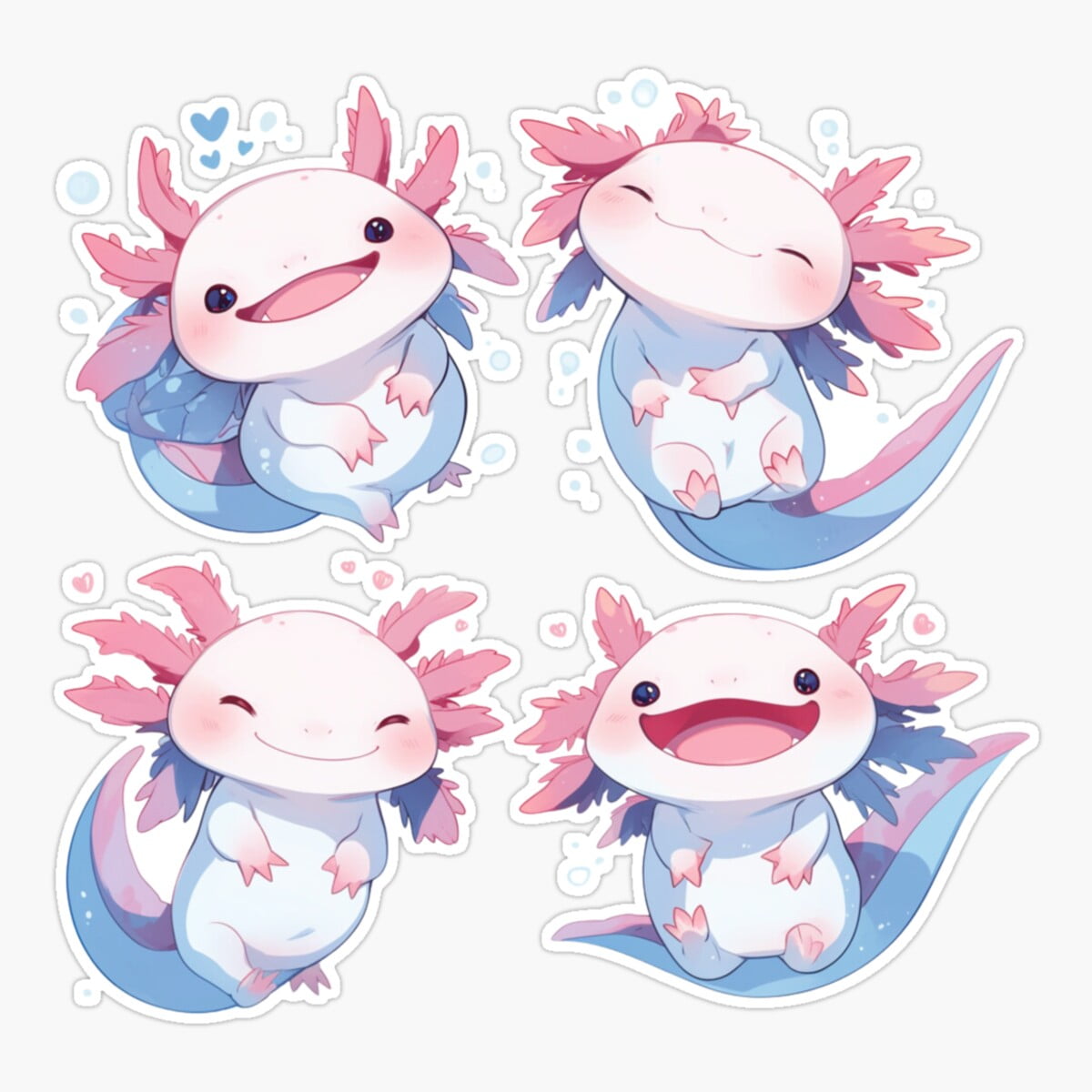 Maneki Cute Our Happy Axolotls Sticker, Phone Decal Water Bottle ...