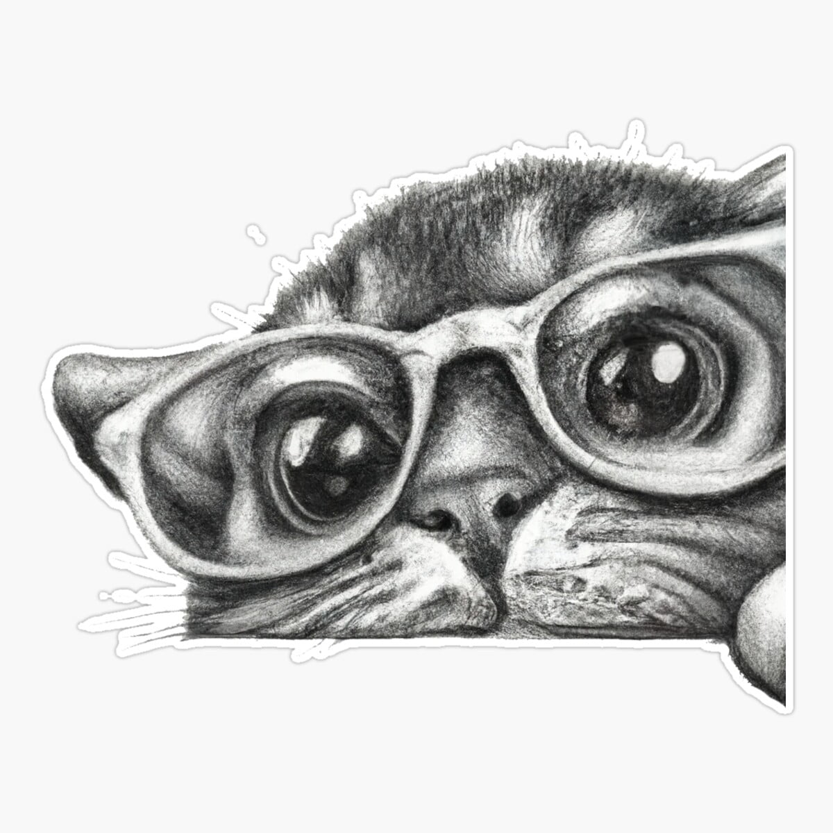 Maneki Cute Peeking Cat | Pencil Sketch Art Sticker, Phone Decal Water ...