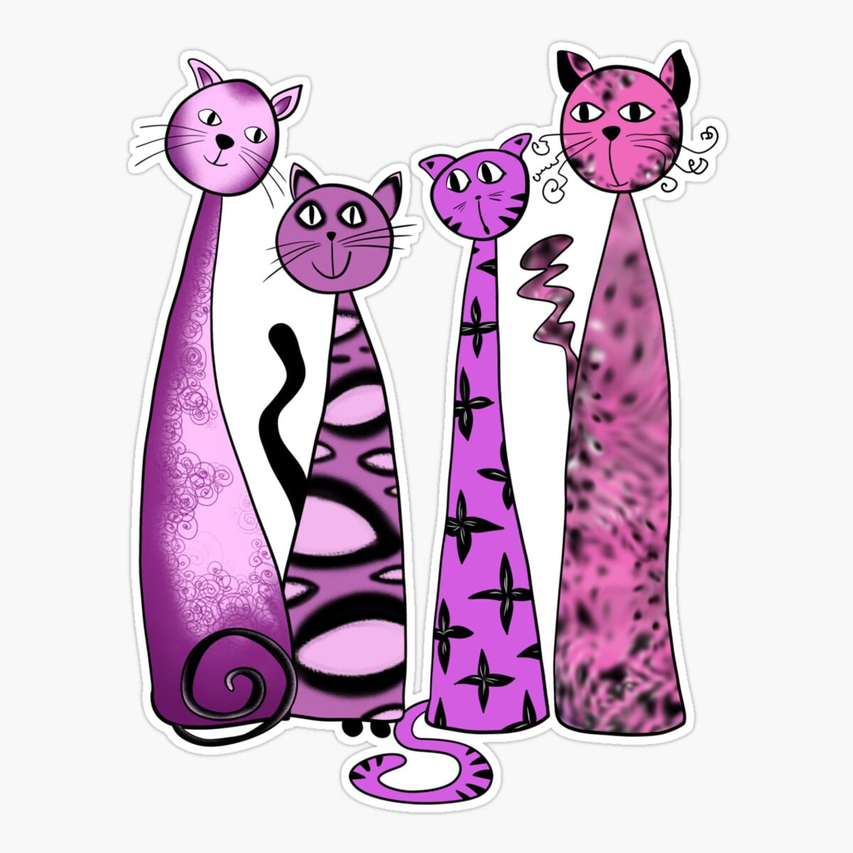 Maneki Cute Pink Cats Sticker, Phone Decal Water Bottle Stickers Car ...