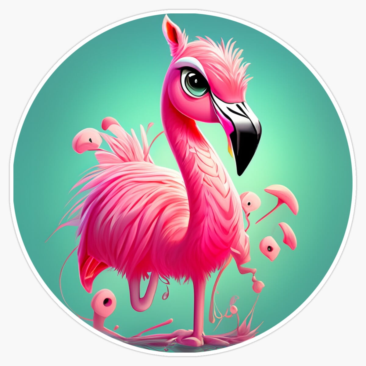 Maneki Cute Pink Flamingo Er, Phone Decal Water Bottle Stickers Car ...