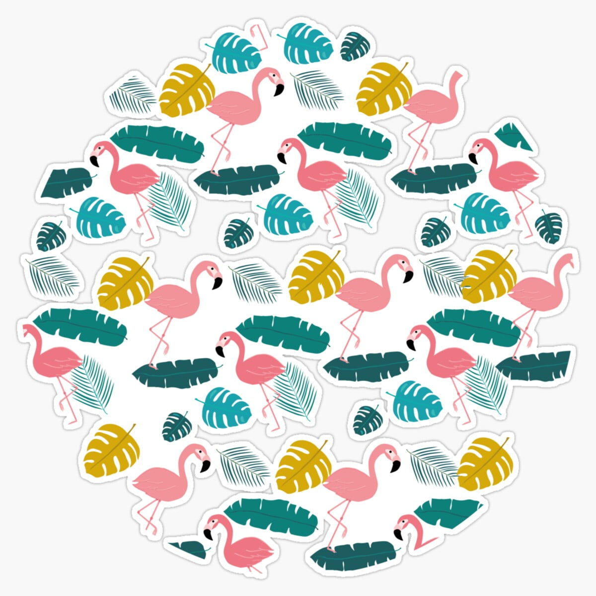 Maneki Cute Pink Flamingo Tropical Er, Phone Decal Water Bottle ...