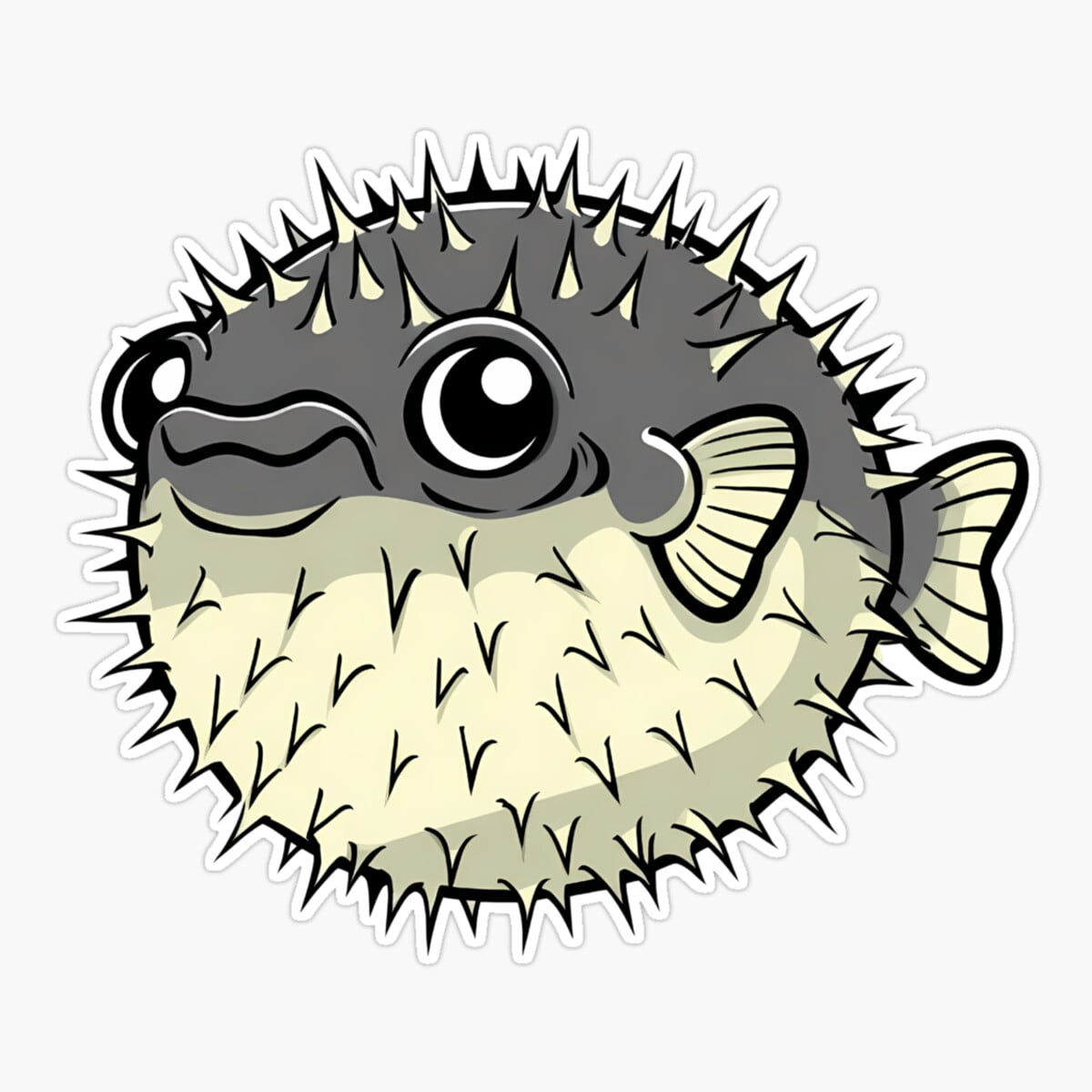 Maneki Cute Pufferfish Sea Creature Design Sticker, Phone Decal Water ...