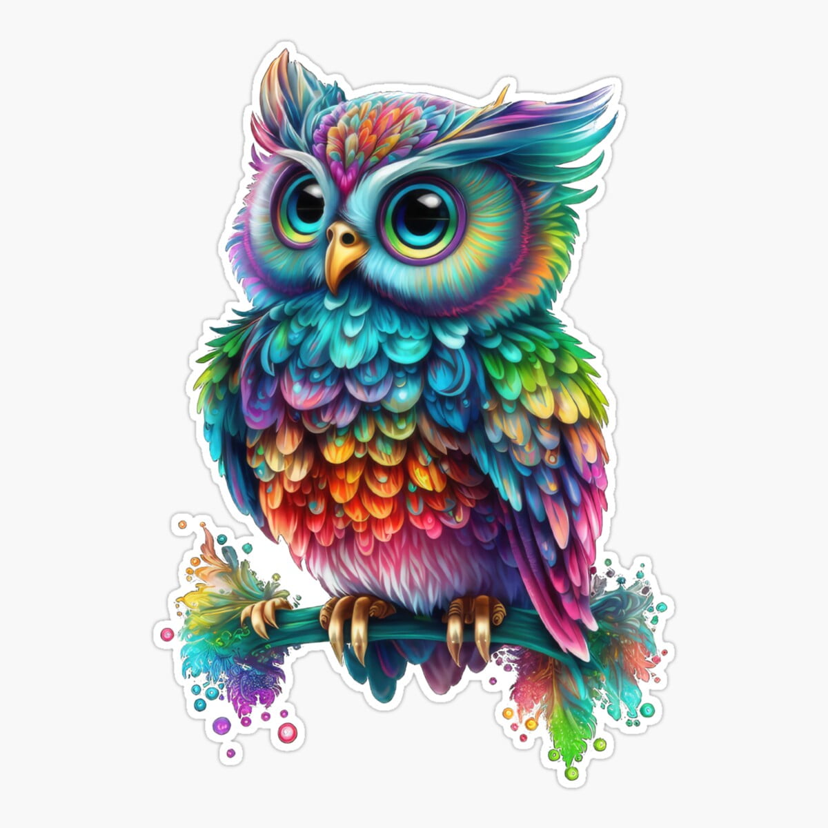 Maneki Cute Rainbow Hedwig Owl Er, Phone Decal Water Bottle Stickers ...