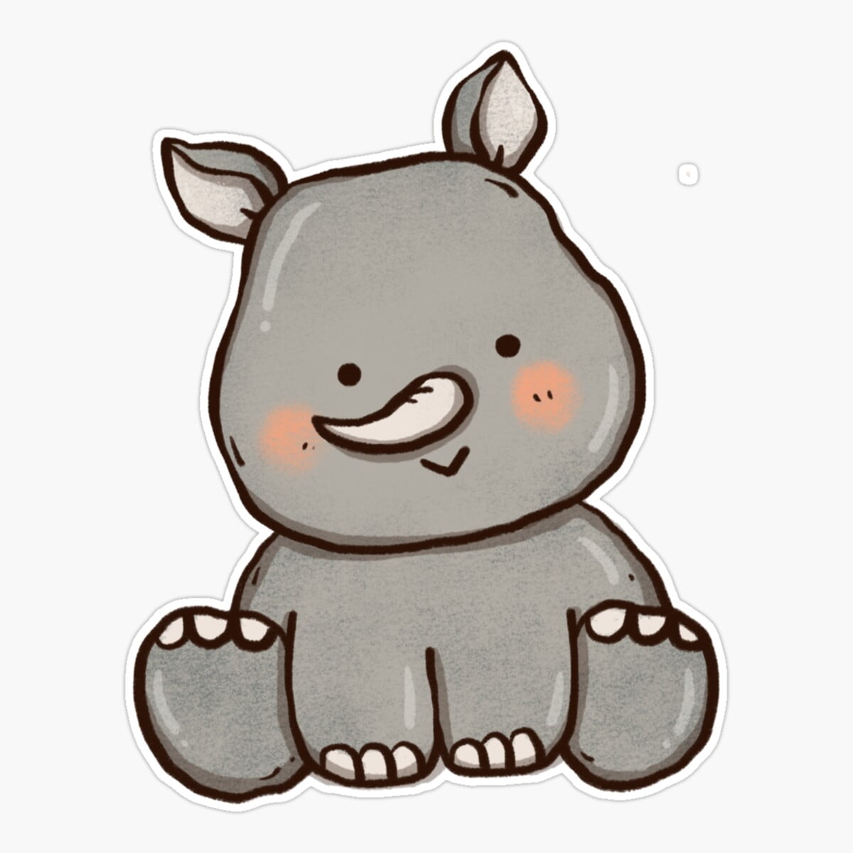 Maneki Cute Simple Rhino Er, Phone Decal Water Bottle Stickers Car ...