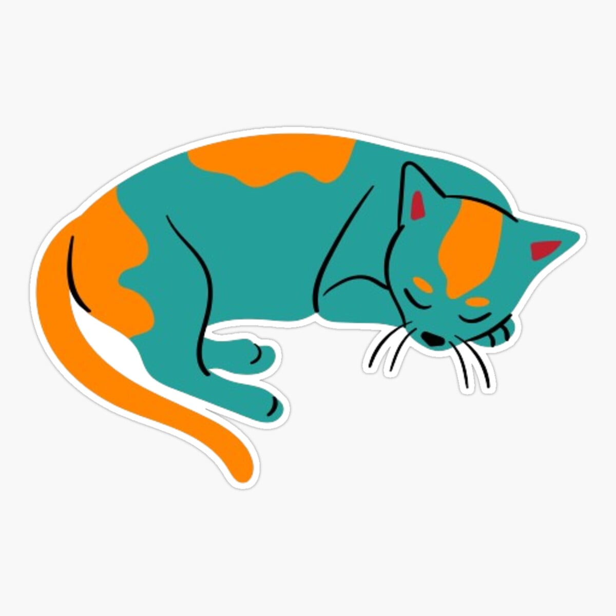 Maneki Cute Sleeping Cat Sticker, Phone Decal Water Bottle Stickers Car ...