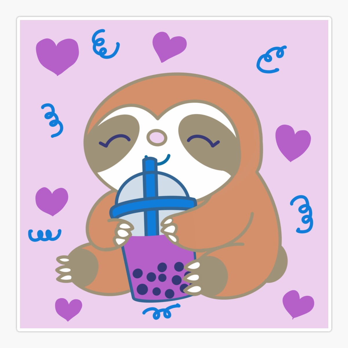 Maneki Cute Sloth Enjoying A Boba Tea Er, Phone Decal Water Bottle ...