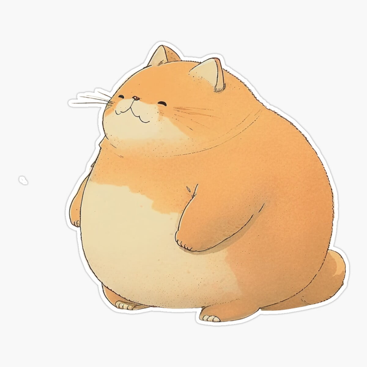 Maneki Cute Smiling At Orange Cat Sticker, Phone Decal Water Bottle ...