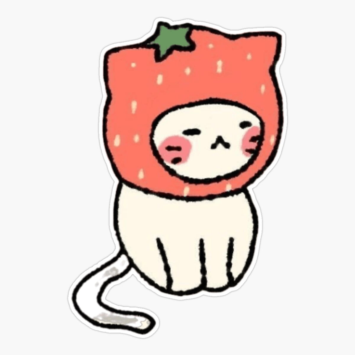 Maneki Cute Strawberry Cat Sticker, Phone Decal Water Bottle Stickers ...