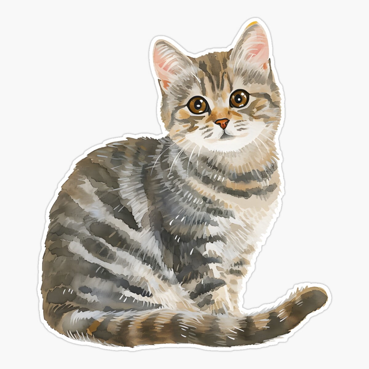 Maneki Cute Tabby Cat Sticker, Phone Decal Water Bottle Stickers Car ...