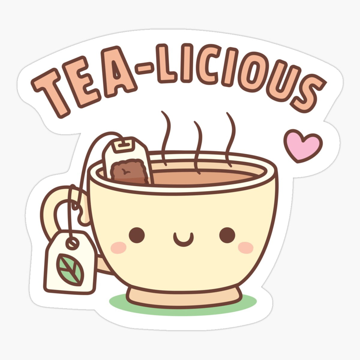 Maneki Cute Teacup Tea-Licious Funny Pun Er, Phone Decal Water Bottle Stickers Car Decals, Funny ...