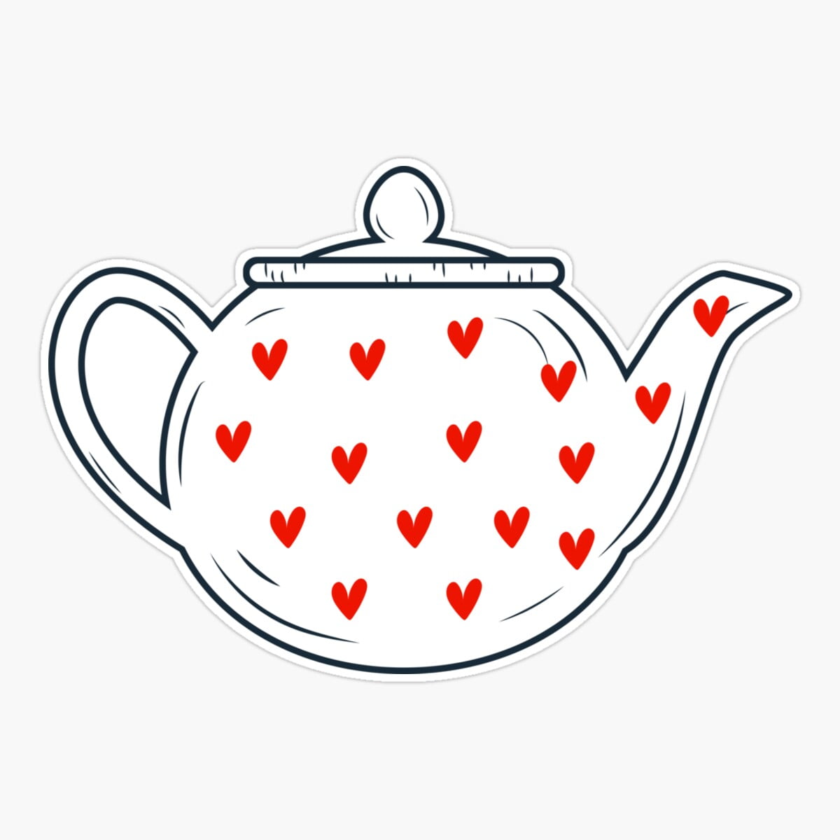 Maneki Cute Teapot | Hearty Teapot | Red Hearts | Aesthetic Teapot ...