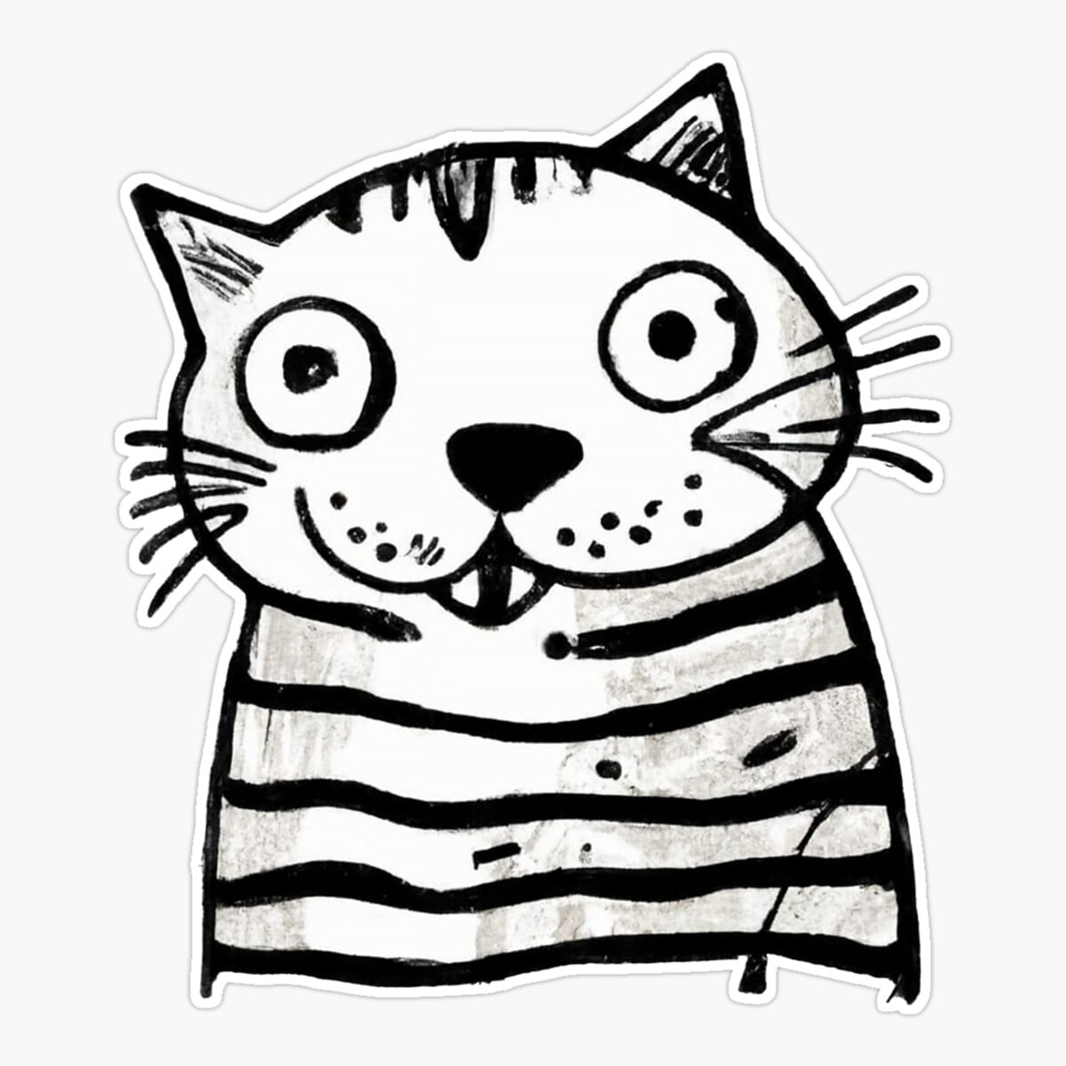 Maneki Cute Unny At Cat Hand Drawn Doodles Laughing 5 Sticker, Phone ...