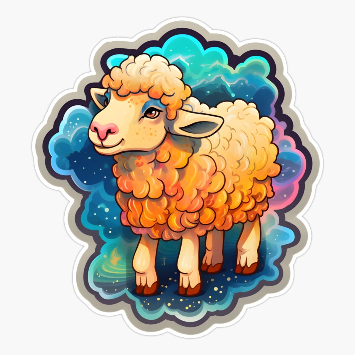 Maneki Cute Unny Sheep Che Adorable Animal Sticker, Phone Decal Water ...