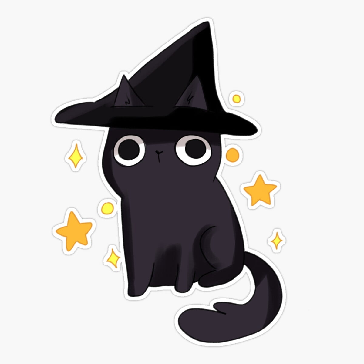 Maneki Cute Wizard Black Cat Sticker, Phone Decal Water Bottle Stickers ...