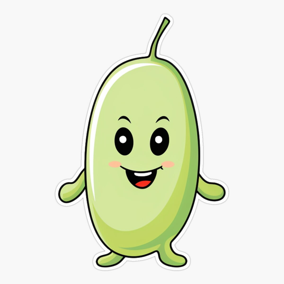 Maneki Cutie Excited Little Broad Bean Sticker, Phone Decal Water ...