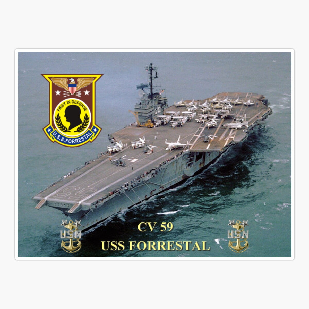 Maneki Cv-59 Uss Forrestal Er, Phone Decal Water Bottle Stickers Car ...