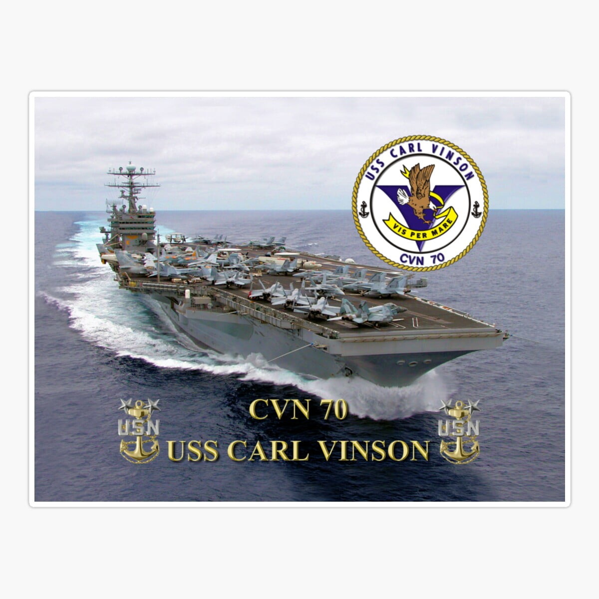 Maneki Cvn-70 Uss Carl Vinson Er, Phone Decal Water Bottle Stickers Car ...