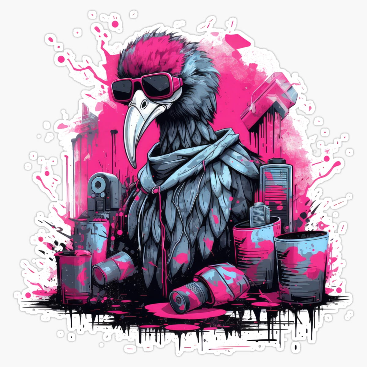 Maneki Cyberpunk Flamingo Er, Phone Decal Water Bottle Stickers Car ...