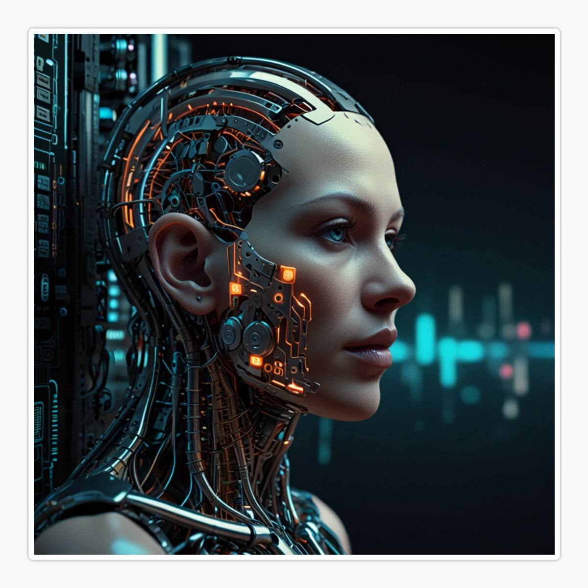 Maneki Cyberpunk Mechanical Women Anatomy Er, Phone Decal Water Bottle ...