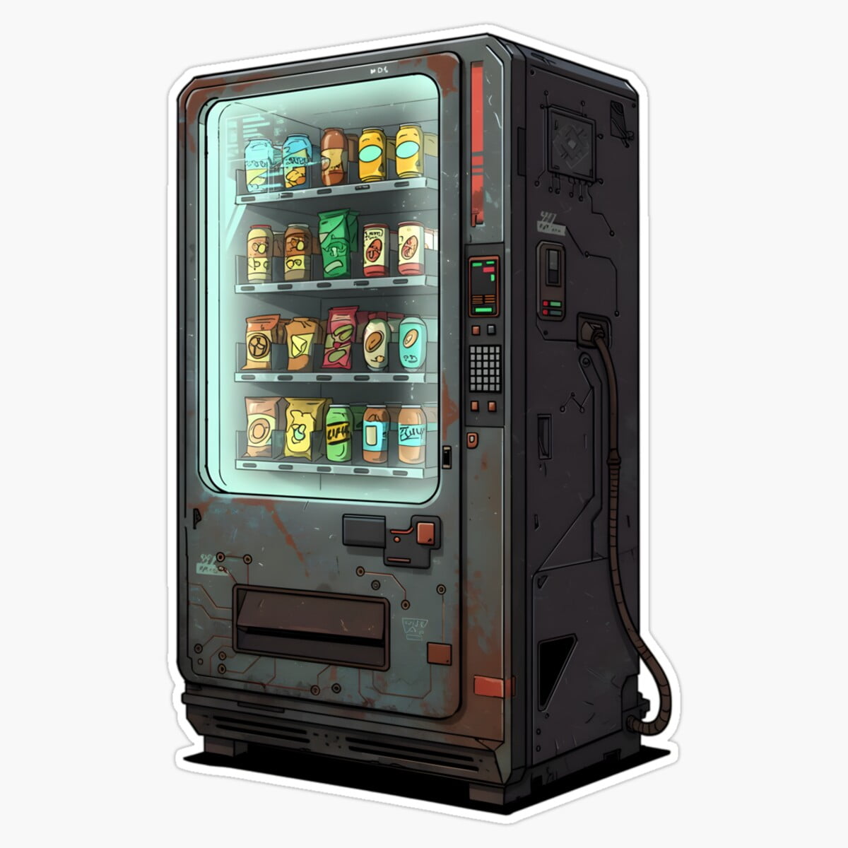 Maneki Cyberpunk Vending Machine: Illustrated Design Er, Phone Decal ...