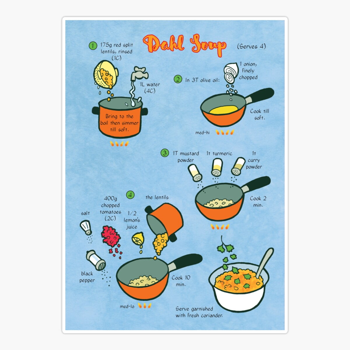 Maneki Dahl Soup Recipe Sticker, Phone Decal Water Bottle Stickers Car ...