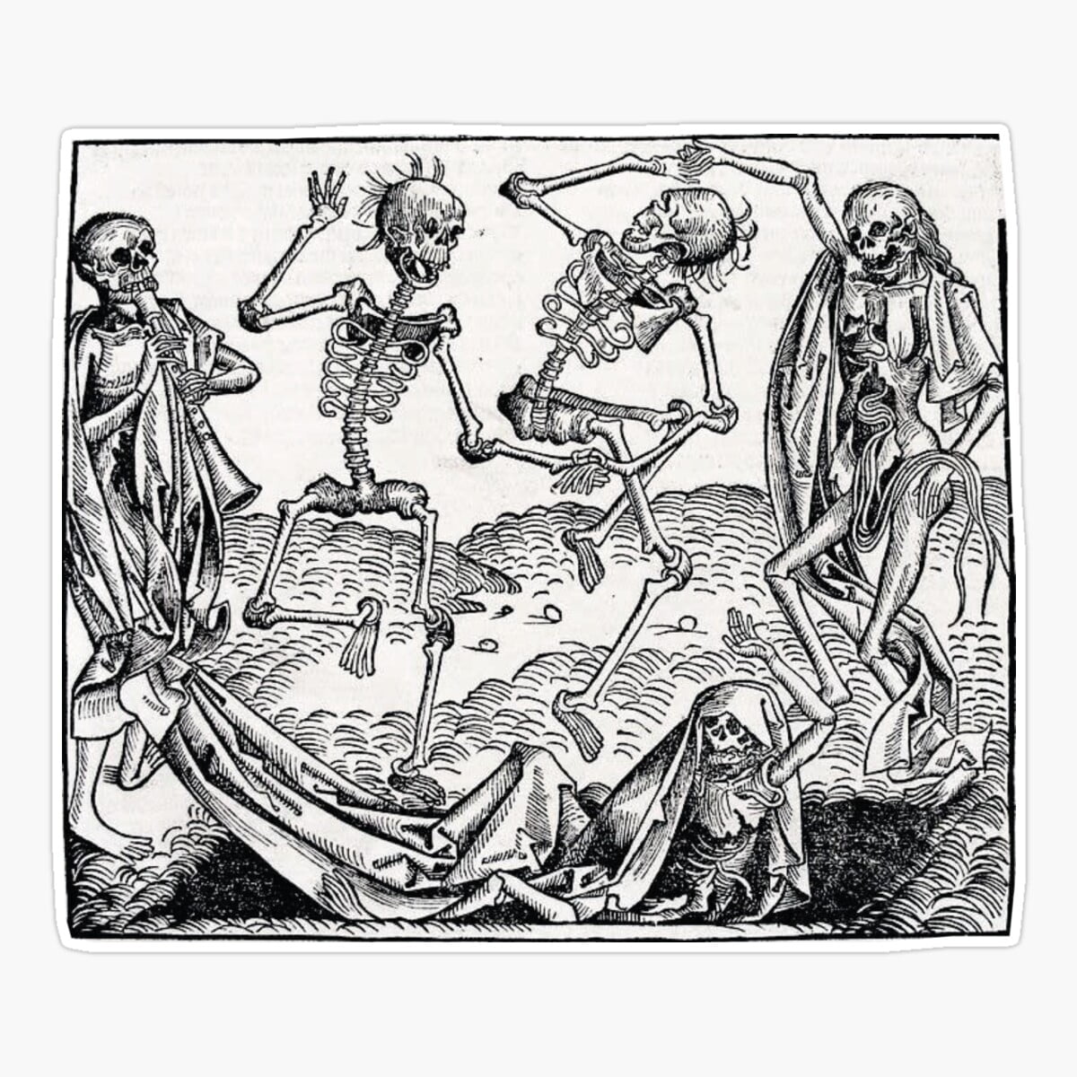 Maneki Dance Macabre Medieval Drawing Er, Phone Decal Water Bottle ...