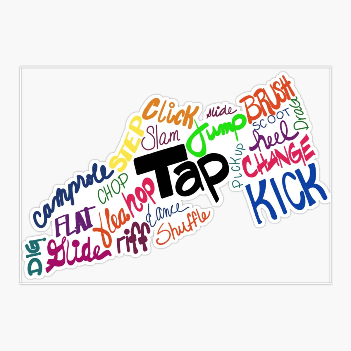 Maneki Dance Shoe Filled With Tap Terms All The Colors Er, Phone Decal ...