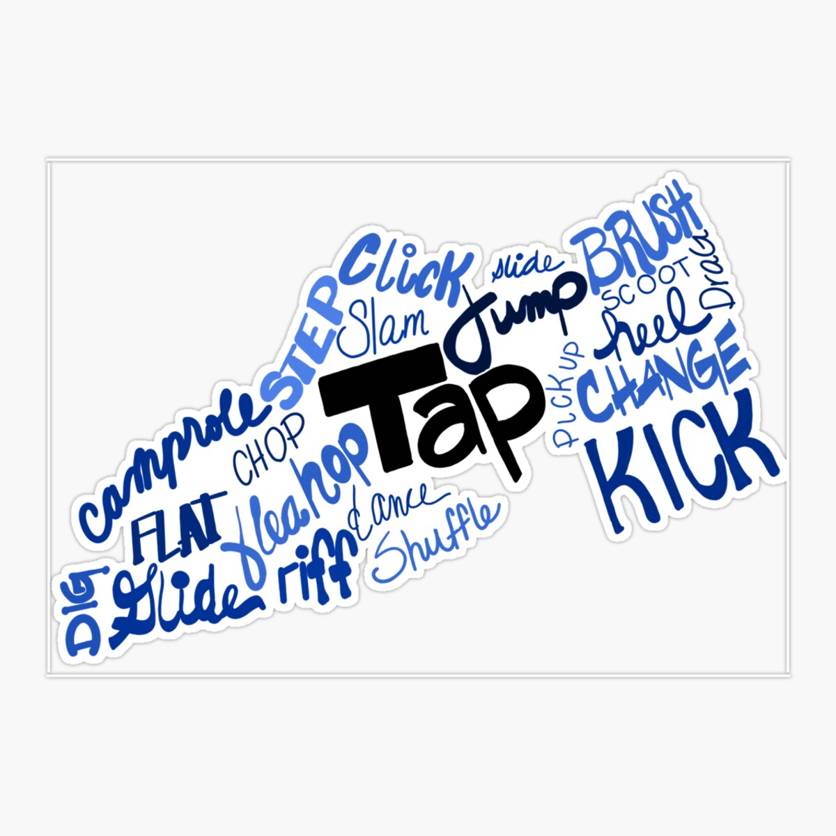 Maneki Dance Shoe Filled With Tap Terms Shades Of Blue Er, Phone Decal ...