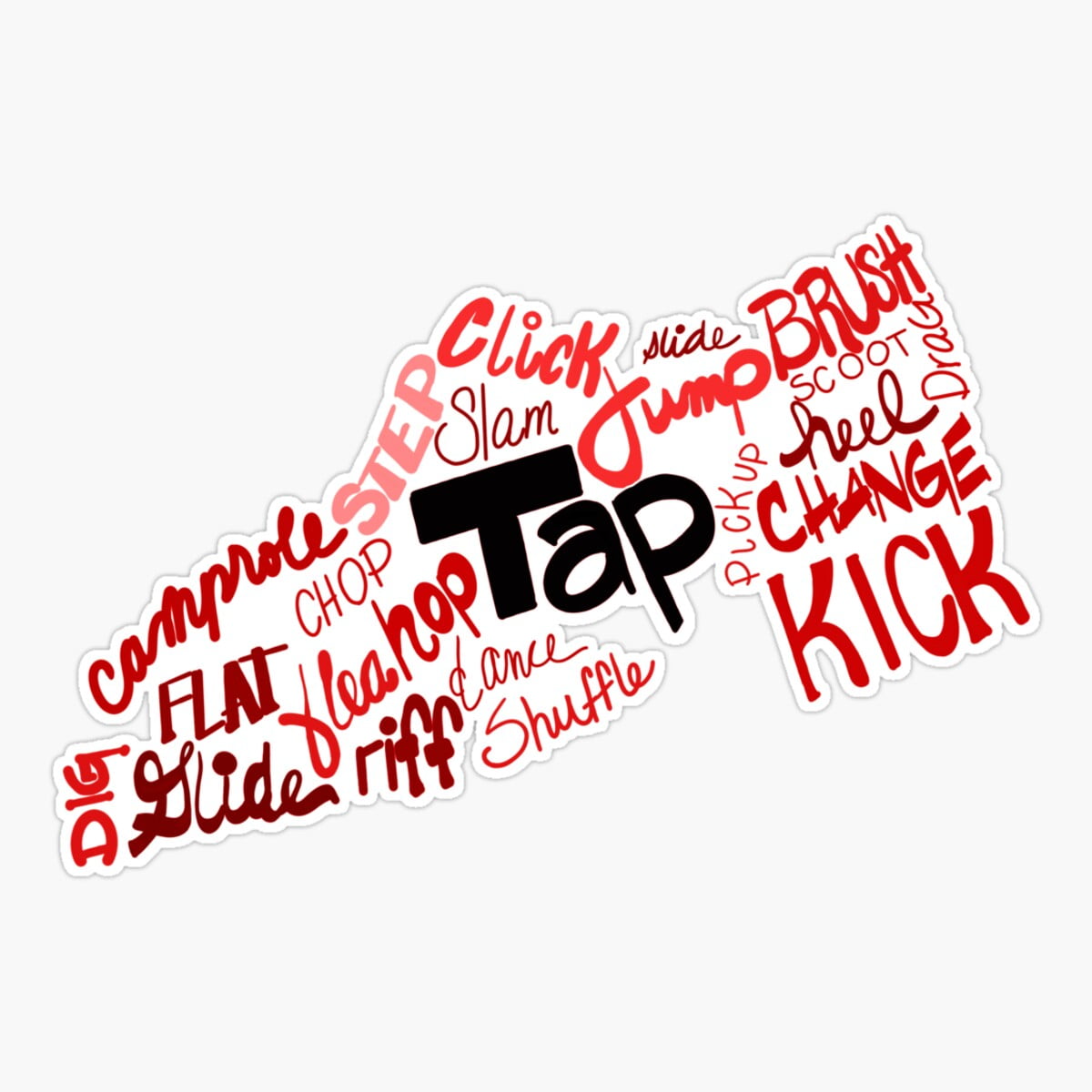 Maneki Dance Shoe Filled With Tap Terms Shades Of Red Er, Phone Decal ...