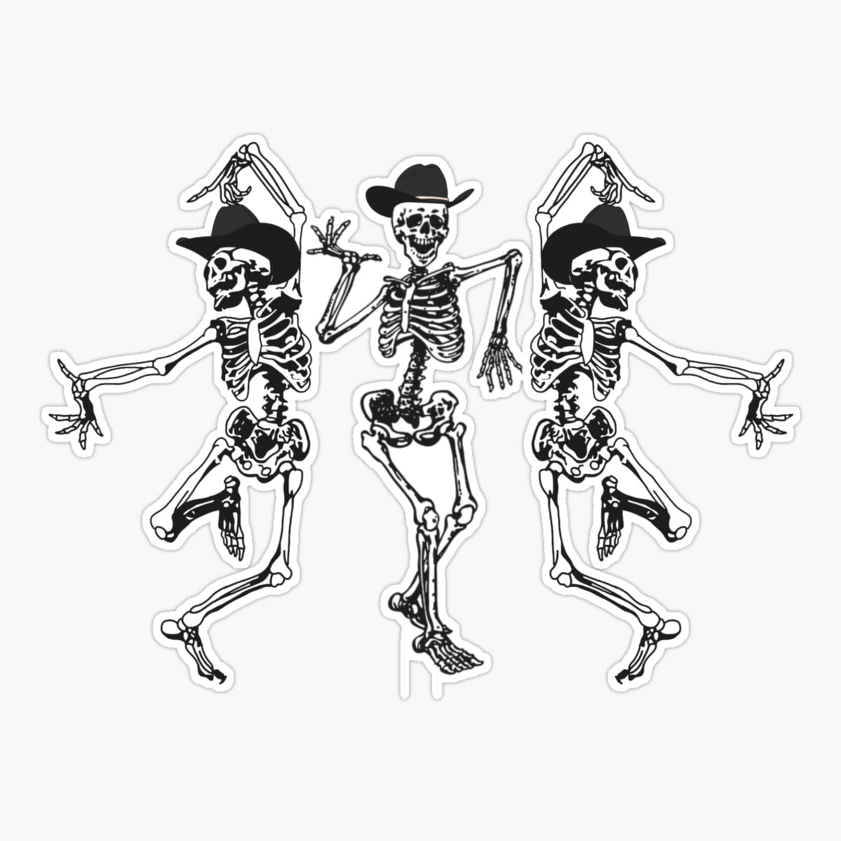 Maneki Dancing Skeleton Cowbooys Er, Phone Decal Water Bottle Stickers ...