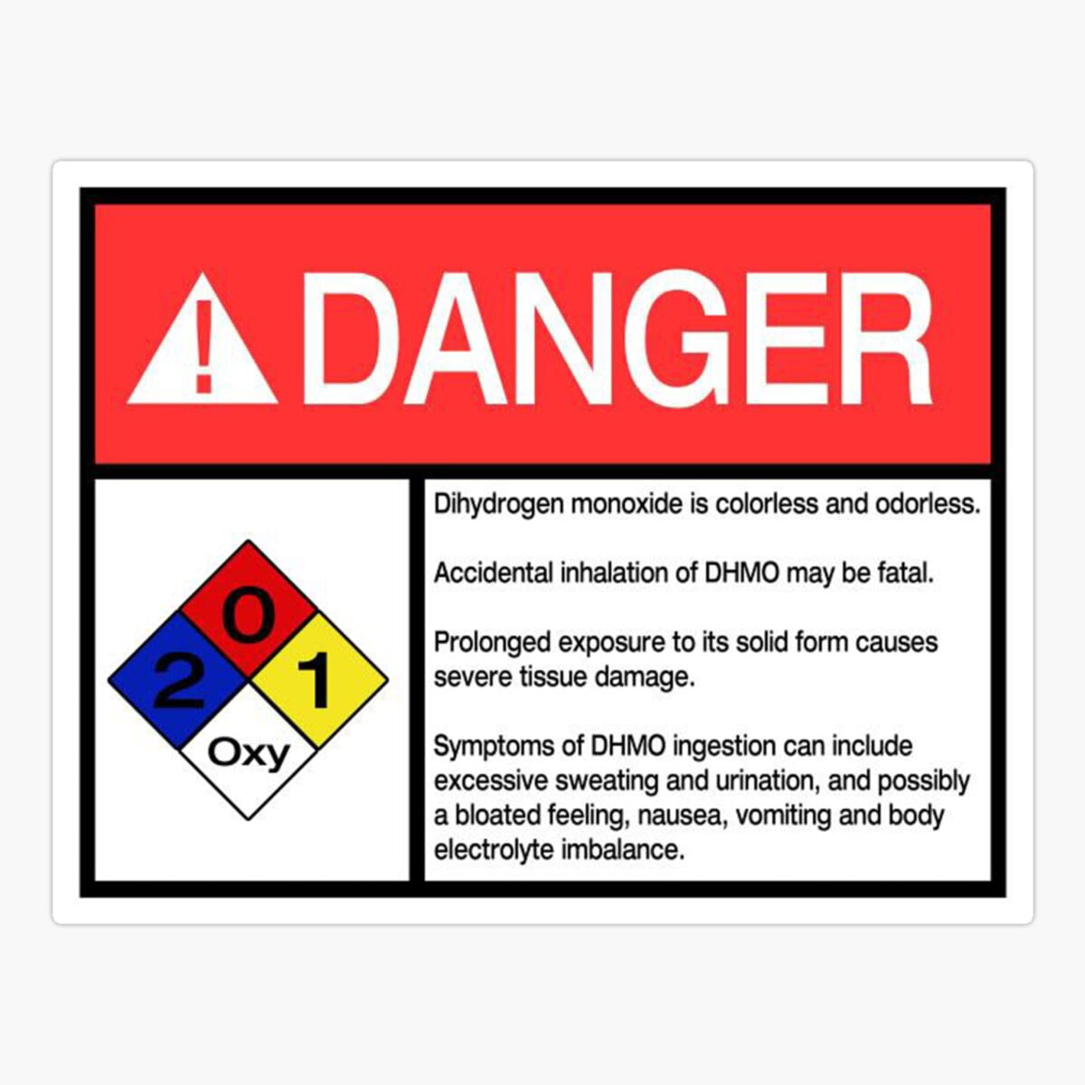 Maneki Danger Dihydrogen Monoxide - H2O - Aka: Water Er, Phone Decal ...