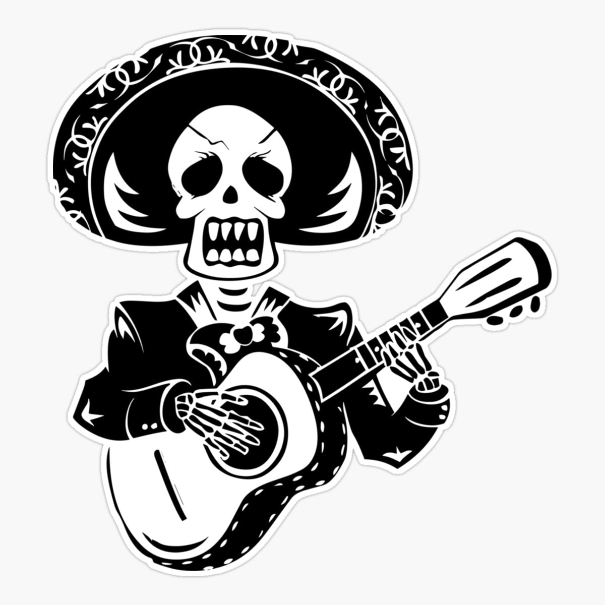 Maneki Day O The Dead Skeleton With Guitar Er, Phone Decal Water Bottle ...