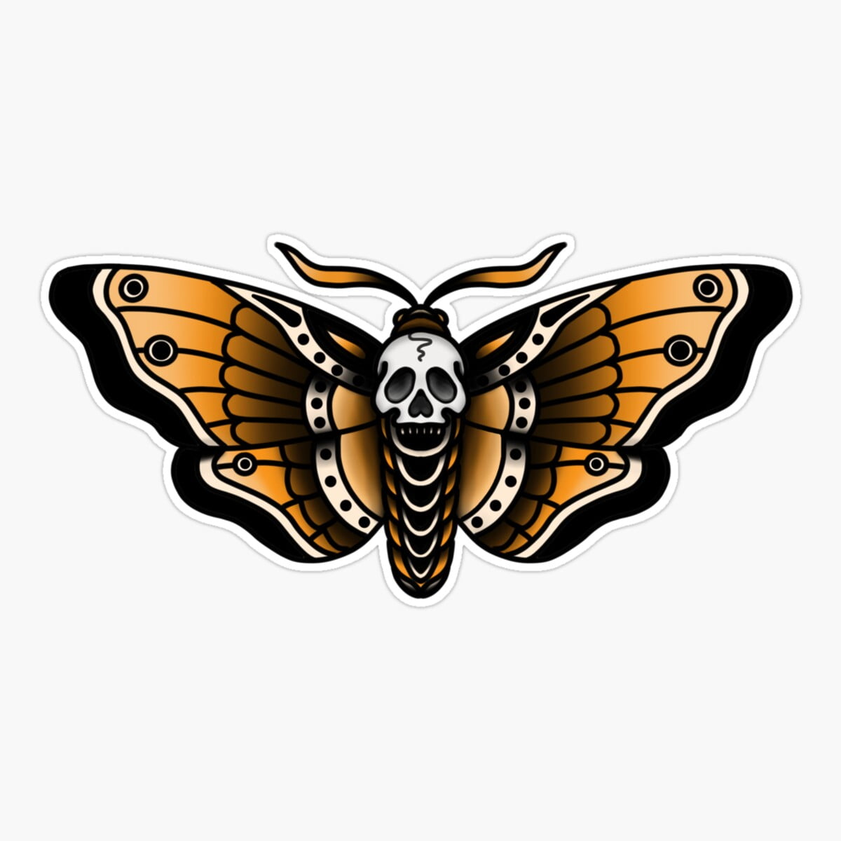 Maneki Death Head Moth Traditional Tattoo Er, Phone Decal Water Bottle ...