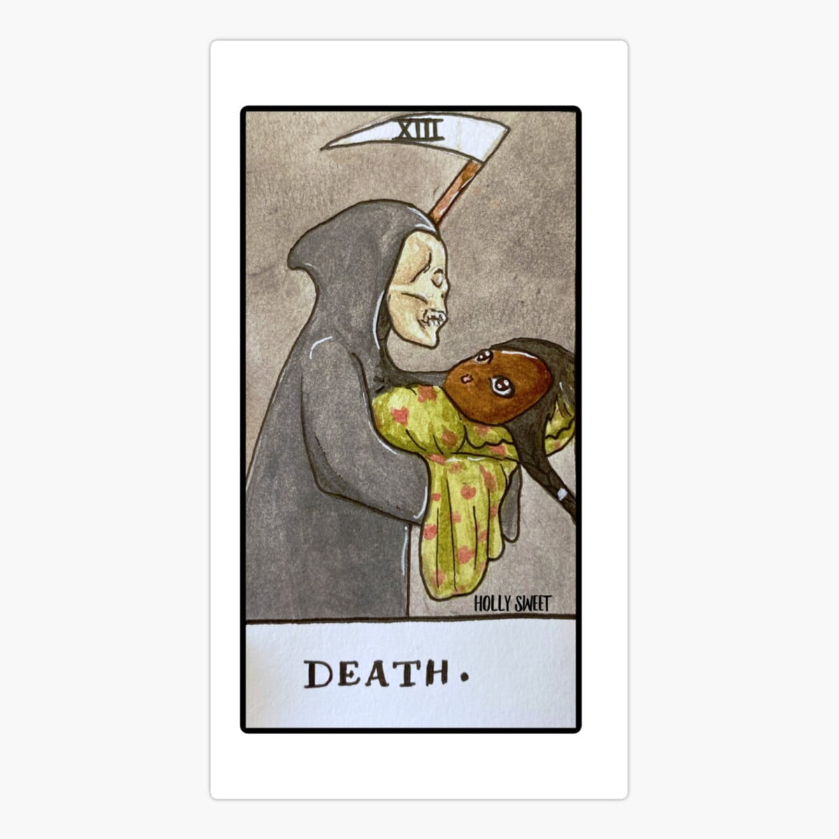 Maneki Death Miss Keisha Vine Tarot Card Er, Phone Decal Water Bottle ...