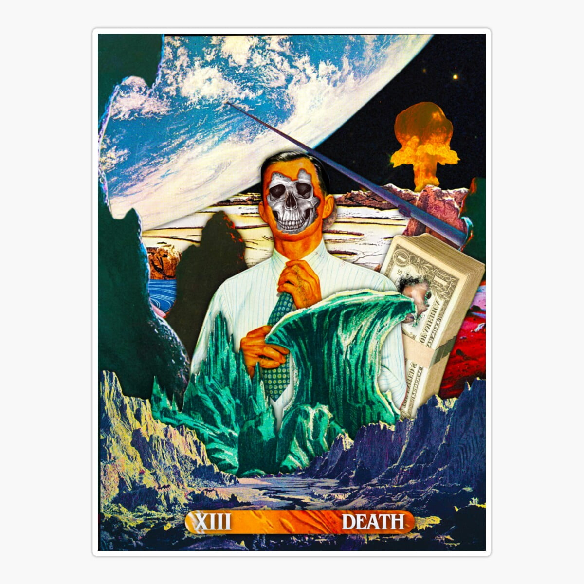 Maneki Death Xii - Vintage Tarot Sticker, Phone Decal Water Bottle ...